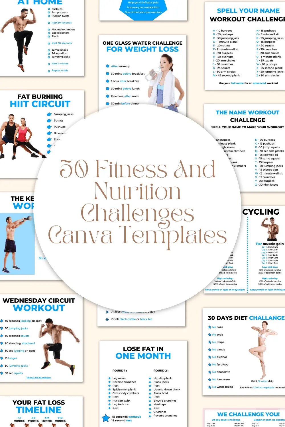 50 Fitness And Nutrition Challenges Canva Templates